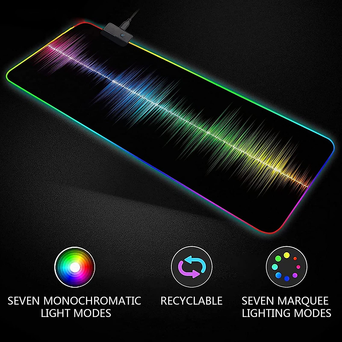 Gaming Mouse Pads Hexagon Geometric Pattern Large Gaming RGB Mouse Pad Led Extended XXL Mousepad with 14 Lighting Mode Computer Mouse Mat for PC Gamer/Laptop Gamer/Office,300X600mm