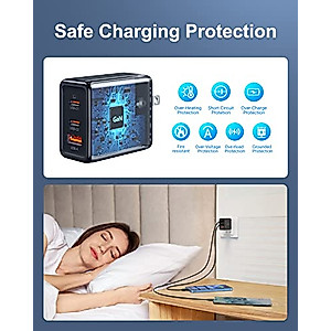 USB C Charger, 65W Fast Wall Charger, PD 3.0 Type C Charging Block Foldable Travel GaN Charger Adapter for iPhone 14/13/13 Mini/13 Pro, Samsung S22+/S22, MacBook Pro/Air, iPad, Laptops, Dell XPS 13