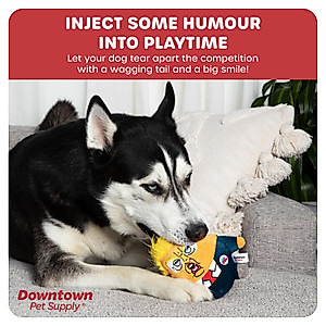 Downtown Pet Supply President Chomp Political Dog Toy - Novelty Political Parody, Dog Chew Toy with Squeaker - Trump Dog Toy Plush Design with Double Stitching