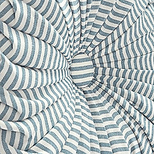 Lush Decor Farmhouse Ticking Stripe Yarn Dyed Pleated Decorative Pillow, 14" Round, Blue