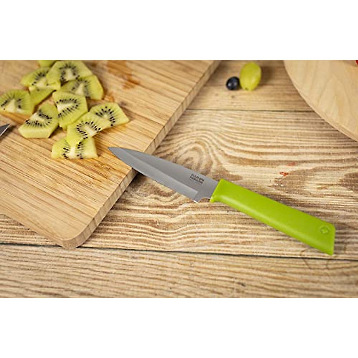 KUHN RIKON Colori+ Classic 2-Piece Paring Knife and Utility Knife Set with Safety Sheaths, Green