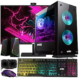 MTG Aurora 8T Gaming Tower PC- Intel Core i5 8th Gen, GTX 1660s 6GB GDDR6 192bits Graphic, 32GB Ram, 2TB Nvme, 4TB HDD, New MTG 27 Inch Monitor, RGB Keyboard Mouse, Speaker, Webcam, Win 11 Home