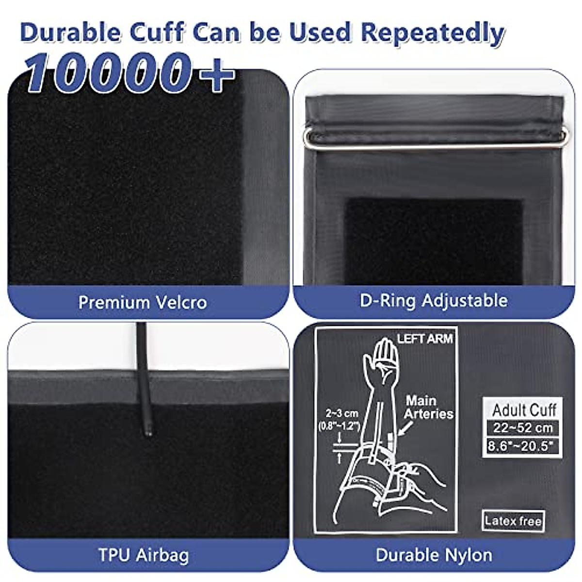 Extra Large Blood Pressure Cuff Compatible with Most Omron Blood Pressure Machine, Replacement Blood Pressure Cuff for Big Arm, Cuff Only(8.6”-20.5” Inches)