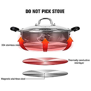 Hot Pot with Divider, Shabu Shabu Hot Pots Food Grade Stainless Steel Chinese Dual Sided Pot Set for Induction Cooktop Gas Stove