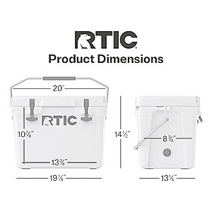 RTIC 20 QT Ultra-Tough Cooler Hard Insulated Portable Ice Chest Box for Beach, Drink, Beverage, Camping, Picnic, Fishing, Boat, Barbecue, Tan