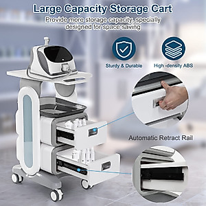 Mobile Medical Trolley Cart 130 Lbs Load Portable Professional Cart for Ultrasound Imaging Scanner Vehicle Beauty Storage Cart with Drawers Tool Tray Wheels for Home Hospital Office Medical Clinic