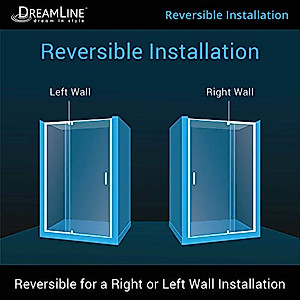 DreamLine Flex 34 in. D x 60 in. W x 76 3/4 in. H Semi-Frameless Shower Door in Brushed Nickel with Right Drain Base and Backwalls, DL-6229R-04