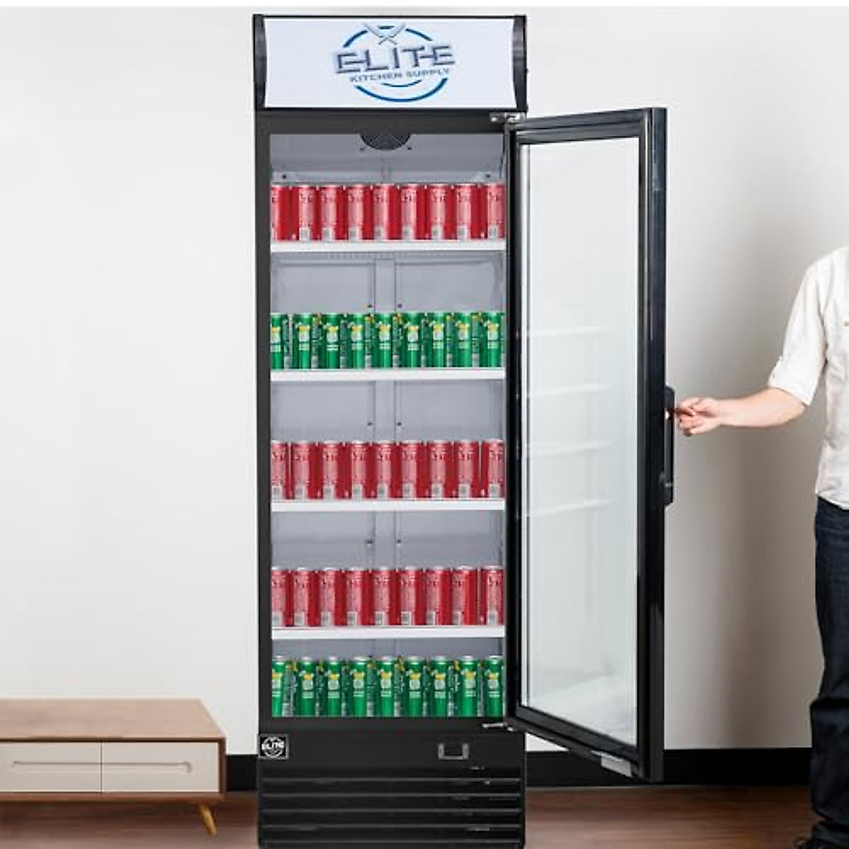 EKS 14 cu.ft. Commercial Refrigerators Glass Door 27'' W Drink Refrigerator Display Beverage Cooler Single Door Fridge Adjustable Shelves Drink Upright Merchandiser Reach In (1 Door, 14.72 cu.ft.)