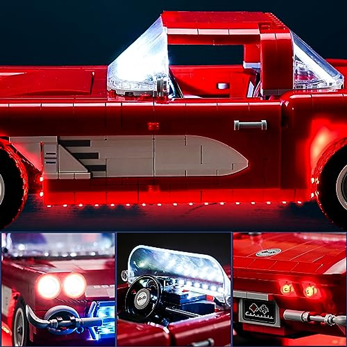 BrickBling LED Light Kit for Lego 10321 Chevrolet Corvette Toy Car, Remote Control Version Lighting Compatible with Lego Corvette- No Model Included