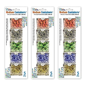 Bead Storage Solutions Elizabeth Ward 5 Piece Craft Organizing Storage Containers for Small Beads, Crystals, and Fasteners, Clear (3 Pack)