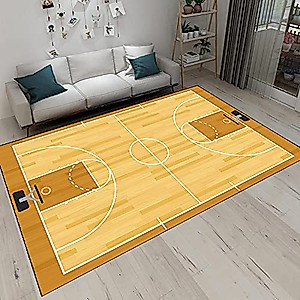 Sport Football Field Area Floor Rug, Brown Soccer Field Kids Carpet, Living Room Rug Soft Washable Fade Resistant Durable Carpet for Kitchen Bedroom Doormat Decor Gift, 2x3ft