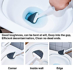 Sellemer Toilet Brush and Holder Set for Bathroom, Flexible Toilet Bowl Brush Head with Silicone Bristles, Compact Size for Storage and Organization, Ventilation Slots Base (White)