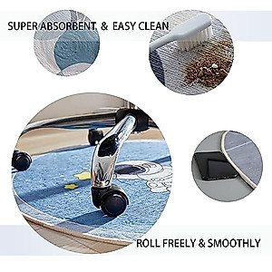 Round Desk Chair Mat Black Gold Office Floor Protector Marble Non-Slip Computer Desk Mat for Tile Floor, Rolling Chairs 5 FT