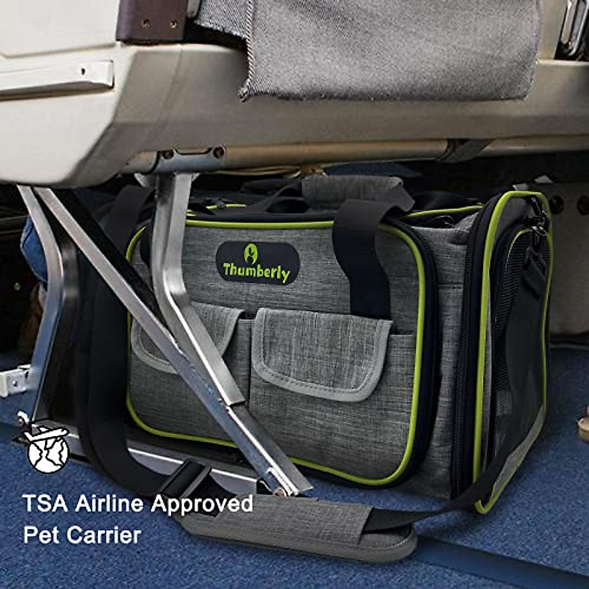 Thumberly Cat Carrier Soft-Sided - Pet Carrier Airline Approved for Medium Cats, Small Animals and Puppy Under 15 Lbs, Small Dog Carrier 1 Side Expandable - Size Small