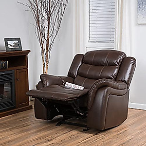 CHRISTOPHER KNIGHT HOME Merit Faux Leather Glider Recliner Club Chair, Dark Brown