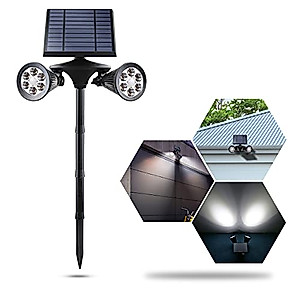 GUYULUX Solar Motion Lights Outdoor, Motion Activated Bright Light+Low Light Stay, Unique Optical Security Lights Dusk to Dawn, 4500mAh Solar Powered Flag Spotlights for Yard, Patio, Garden, 1-Pack