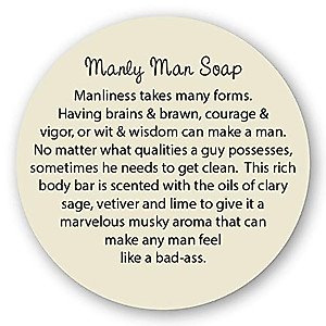 Seattle Sundries | Manly Man Soap Bar - 1 (4oz) Handmade Natural Mens Bar Soap in a Low Waste Gift Tin, Classic Masculine Scent - Spouse Gift for Him