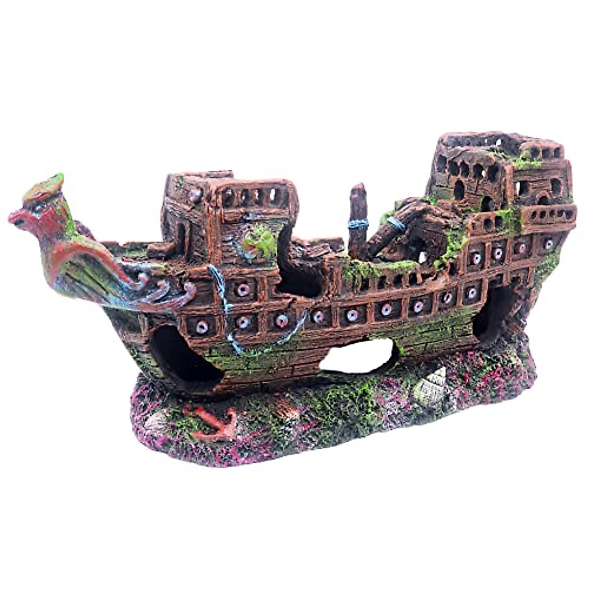 Ulifery Aquarium Shipwreck Sunken Pirate Ship, Fish Tank Decorations Battleship War Boat for Betta Extra Large XL for 55-75 Gallon Tank