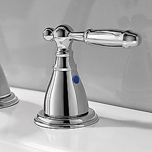 Phiestina Chrome 8 Inch 3 Hole Widespread Bathroom Faucet with Metal Pop Up Drain, Lesd Free Bathroom Sink Lavatory Faucet, WF008-4-C