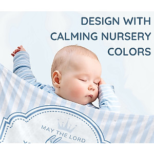 Baptism Gifts for Boys, Girls - Baptismal Gifts, Christening Gifts for Baby Boys, Girls - Baby Dedication Gifts from Godmother, Godfather, Godparent - Blue and White Flannel Blanket, 30"x 36"