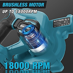 Cordless Leaf Blower for Makita 18V Battery,Electric Jobsite Air Blower with Brushless Motor,6 Variable Speed Up to 180MPH,2-in-1 Handle Electric Blower and Vacuum Cleaner(Battery Not Included)