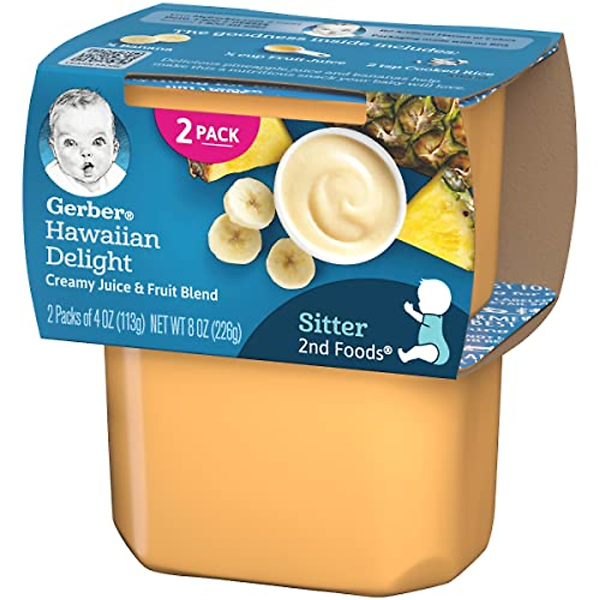 Gerber 2nd Foods Baby Food Tubs, Hawaiian Delight, Creamy Juice & Fruit Blend, 4-Ounce Tubs, 2 CT Per Pack (Pack of 8)