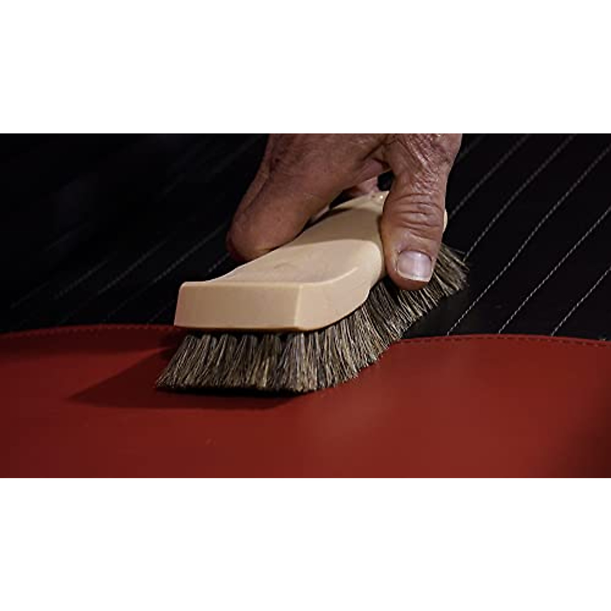 303 Upholstery Brush - Horse Hair Bristles - Tough On Stubborn Stains, Gentle On Delicate Fabrics - Contoured, Ergonomic Design - Leather Seats, Carpets, Fabric, Upholstery, and More - (39019)