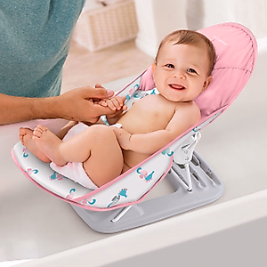 Summer Infant Deluxe Baby Bath Seat, Adjustable Support for Sink or Bathtub, Includes 3 Reclining Positions - Sea Horse