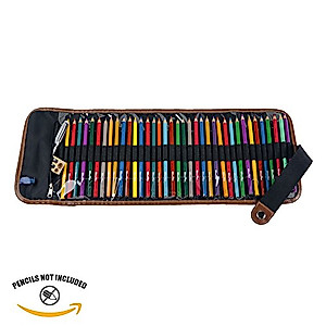 Speedball Canvas Roll Up Pencil Case, Olive W/Brown Trim, Holds Up To 36 Pencils