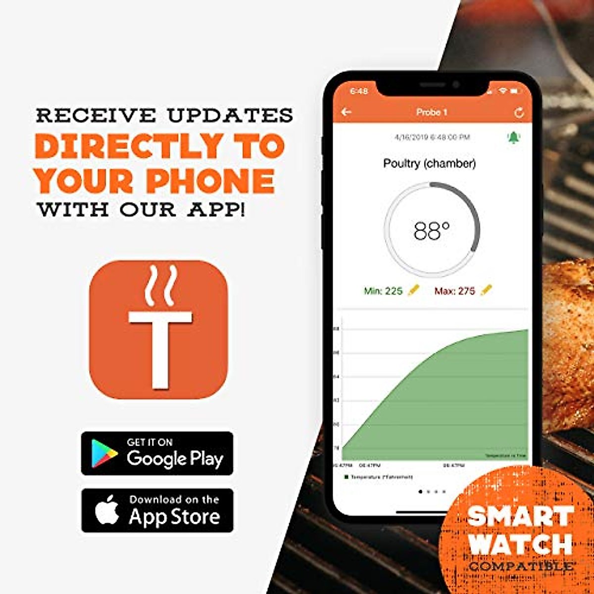 Tappecue - True Wi-Fi Thermometer, Made in USA | 4 x Dual Sensor Probes(2 in 1, Measure Meat and Ambient in 1 Probe) 8 Readings for Grill BBQ Smokers, Internet Enabled & Alarm. Android & iOS Apps