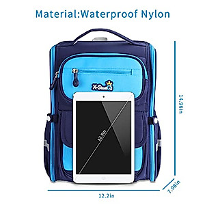 Fsoezso School Backpacks 16 * 12 * 5 in for boy, Cute Book Bag with Compartments for Teen boy Kid Students Elementary Middle School, Kids' School Bag, Blue