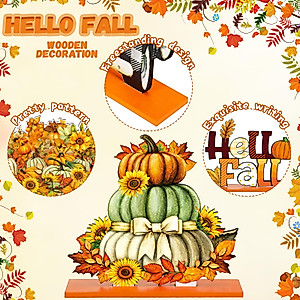 Barydat 6 Pcs Thanksgiving Wooden Table Decorations Fall Harvest Table Centerpieces Autumn Gnomes Pumpkin Truck Turkey Wood Signs Farmhouse Tiered Tray Decor for Home Party Decor(Stylish Style)