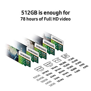 SAMSUNG (MB-ME256GA/AM) 256GB 100MB/s (U3) MicroSDXC EVO Select Memory Card with Full-Size Adapter