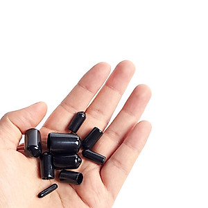 UTSAUTO 150Pcs Flexible End Caps Rubber End Caps Round Screw Thread Protectors Black Vinyl Blot Protector Safety Caps Kit for Tube Screw Bolt (6/25Inch, 6mm)