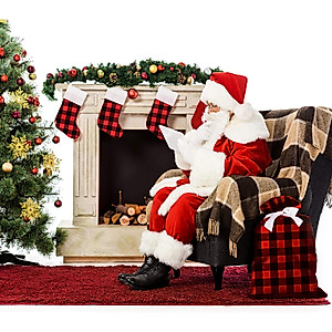 57 x 157.5 Inch Buffalo Plaid Fabrics Gingham Fabric Buffalo Check Quilting Fabric Bundles for Sewing DIY Home Farmhouse Party Festival Holiday Decorations (Red and Black)