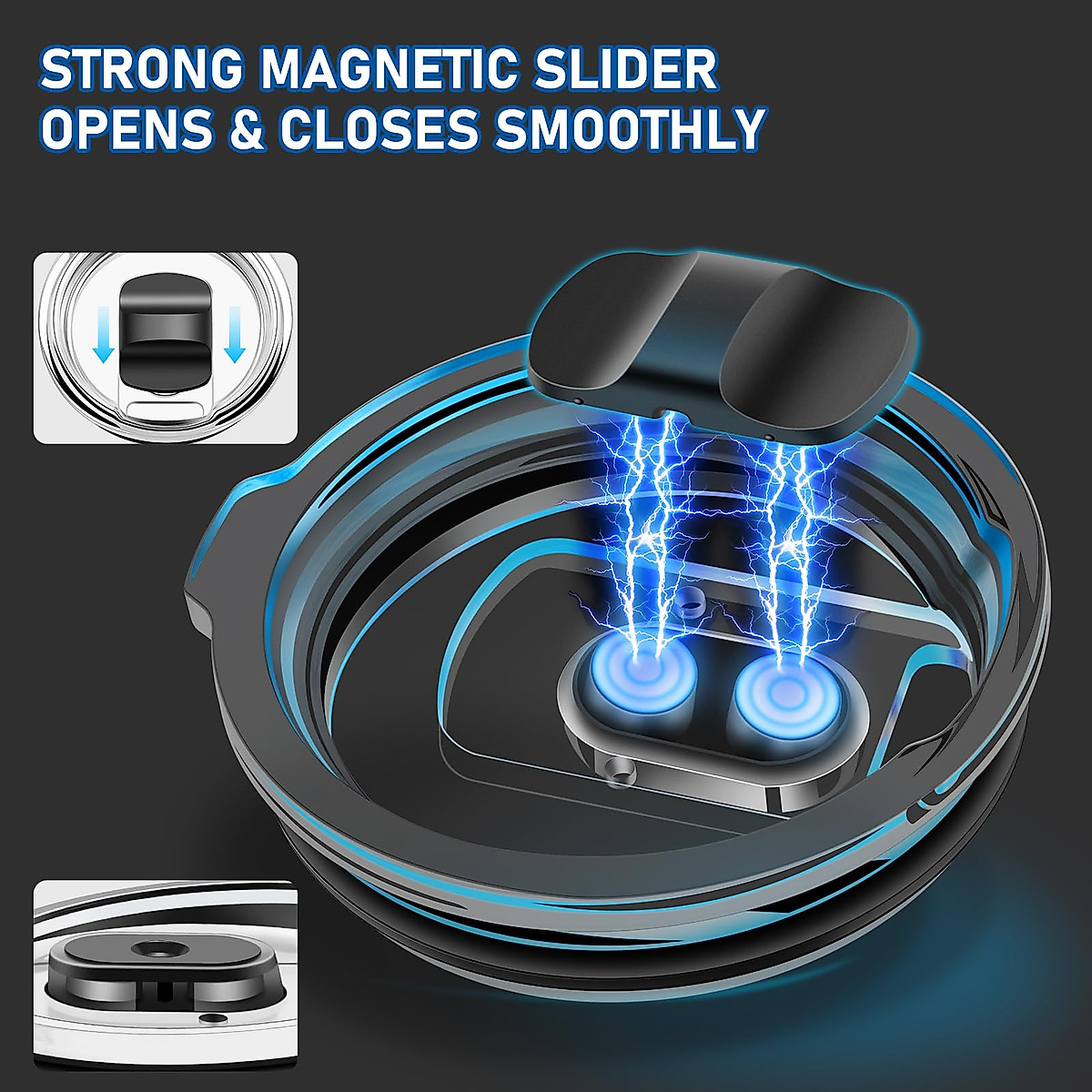 Banzk 30 oz Tumbler Lid, with Magnetic Slider Switch Replacement Lids Compatible for YETI 30 oz Tumbler, 14 oz Mug and 35 oz Straw Mug, New Upgrade Travel Spill Proof Cup Lids Covers, BPA Free