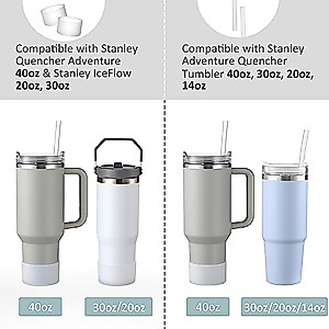 2 PACK Silicone Boot and 2 PACK Silicone Straws for Stanley Quencher H2.0 40 oz Tumbler with Handle & IceFlow 20oz 30oz, Clear Reusable Straw & Bottom Sleeve Cover Set, Cup Accessories for Stanley