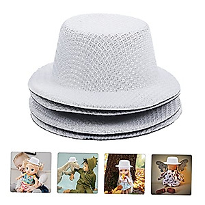 Abaodam Doll Hat 16 pcs Craft Crafts Topper Wide White Fedoras Snowmen Felt Snowman Tops Ornament - Decorative Cap Small Panama Magician Christmas Accessories Flat Decor for Miniature