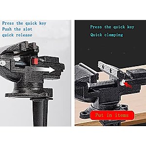 MYTEC Bench Vise or Table Vise, multifunctional jaw, multi-functional Combined Vise with Quick Adjustment, Universal Rotate 360° Work Clamp-On Vise, 3.3" black