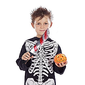 Bloody Butcher Knife-Fake Realistic Bloody Knife Prop Halloween Costume Knife for Zombie Costumes