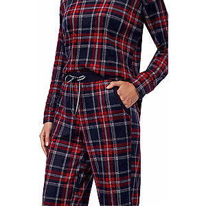 Nautica Womens Pajamas - Cozy Silky Fleece - 2 Piece Long Sleeve Winter Sleepwear Set for Women, Celebrate Plaid, XX-Large