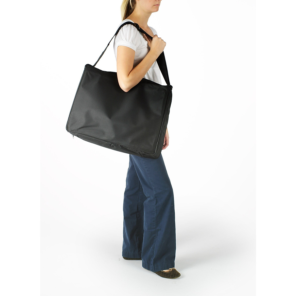 Displays2go LRJNYA3BLK 6-Pocket Portable Magazine Rack, Double-Sided Folding Literature Display, Black Metal