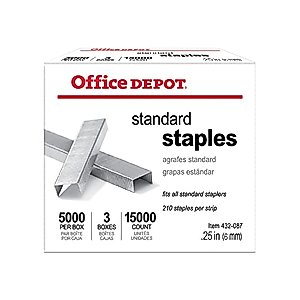 Office Depot Standard Staples, 1/4in., Pack Of 3 Boxes, 0