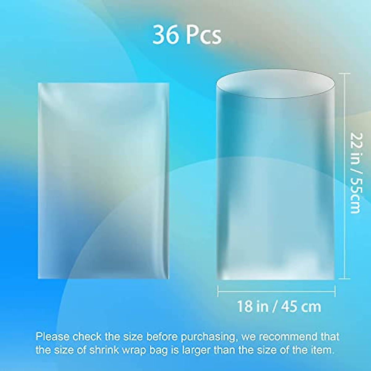 Shrink Wrap bags for Gift Baskets, 36Pcs 18x22 Inches Cellophane Heat Shrink Plastic Wrap Bags for Gift Baskets for Christmas, Valentines Day，Holiday, Easter, Birthday, and Any Occasion