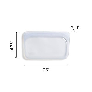 Stasher Reusable Silicone Storage Bag, Food Storage Container, Microwave and Dishwasher Safe, Leak-free, Snack, Clear