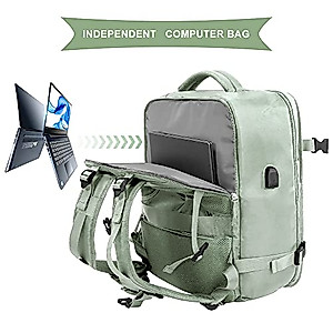 ISENSHI Travel Backpack for Men Women, Waterproof Carry On Backpack, Hiking Backpack Outdoor Sports Casual Daypack School Bag(Light Green)