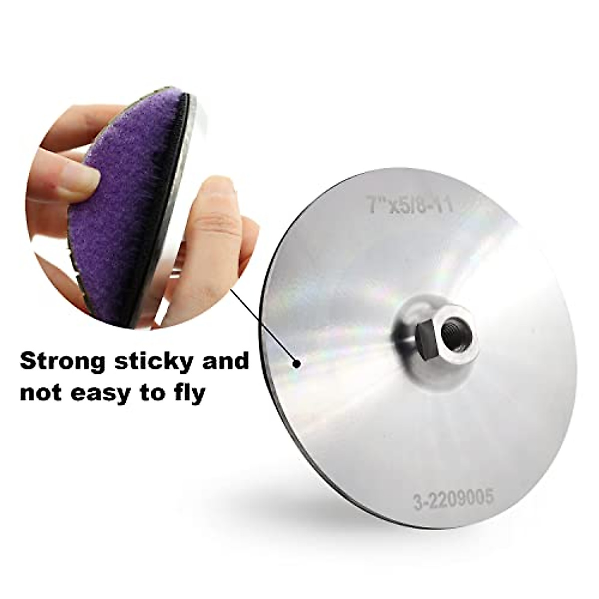 YDROWN 7 Inch Aluminium Backer Pad for Diamond Polishing Pad Holder Hook and Loop Connector 5/8-11 Thread (7 Inch)