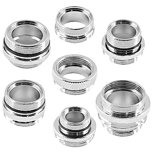 Jiozermi 7 Pieces Faucet Adapter, Male Female Aerator Adapter, Brass Sink Faucet Adapter for Connecting Water Filter, Garden Hose, Standard Hose via Diverter