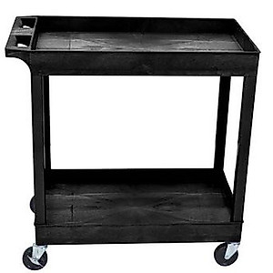Luxor 32" x 18" Tub Storage Cart 2 Shelves - Black, (EC11-B)