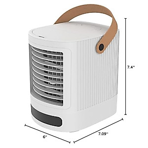 FANCOLE Mini Air Conditioner, Personal Air Cooler w/ 7-Color Night Light, 3-Level Humidify, 3 Speeds,USB Powered Evaporative Air Cooler, Small Desktop Air Conditioner Portable for Room Bedroom Office